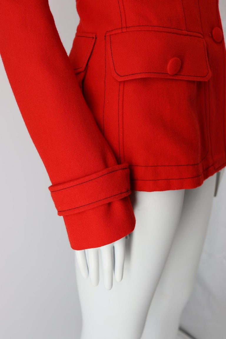 Balenciaga Red Wool Fitted Jacket For Sale at 1stDibs