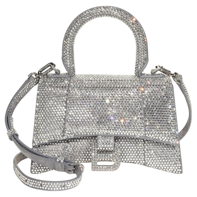 Balenciaga Rhinestones Silver Hourglass XS Handbag at 1stDibs