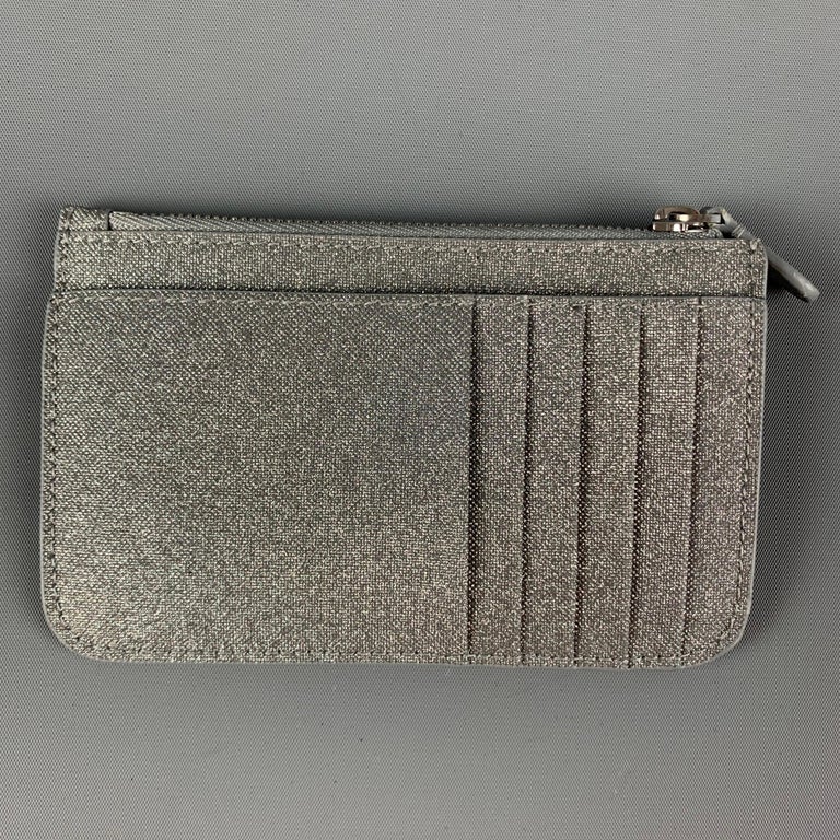 BALENCIAGA Silver Gliter Credit Card Holder Wallet For Sale at 1stDibs