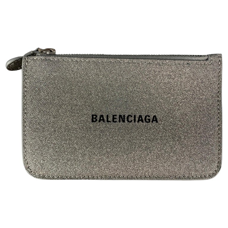 BALENCIAGA Silver Gliter Credit Card Holder Wallet For Sale at 1stDibs