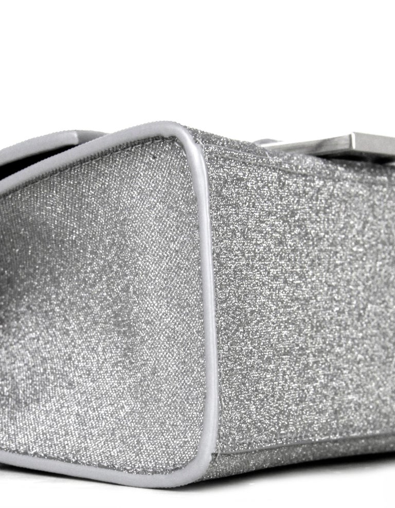 Balenciaga Silver Glitter Hourglass XS Top Handle Crossbody Bag For ...