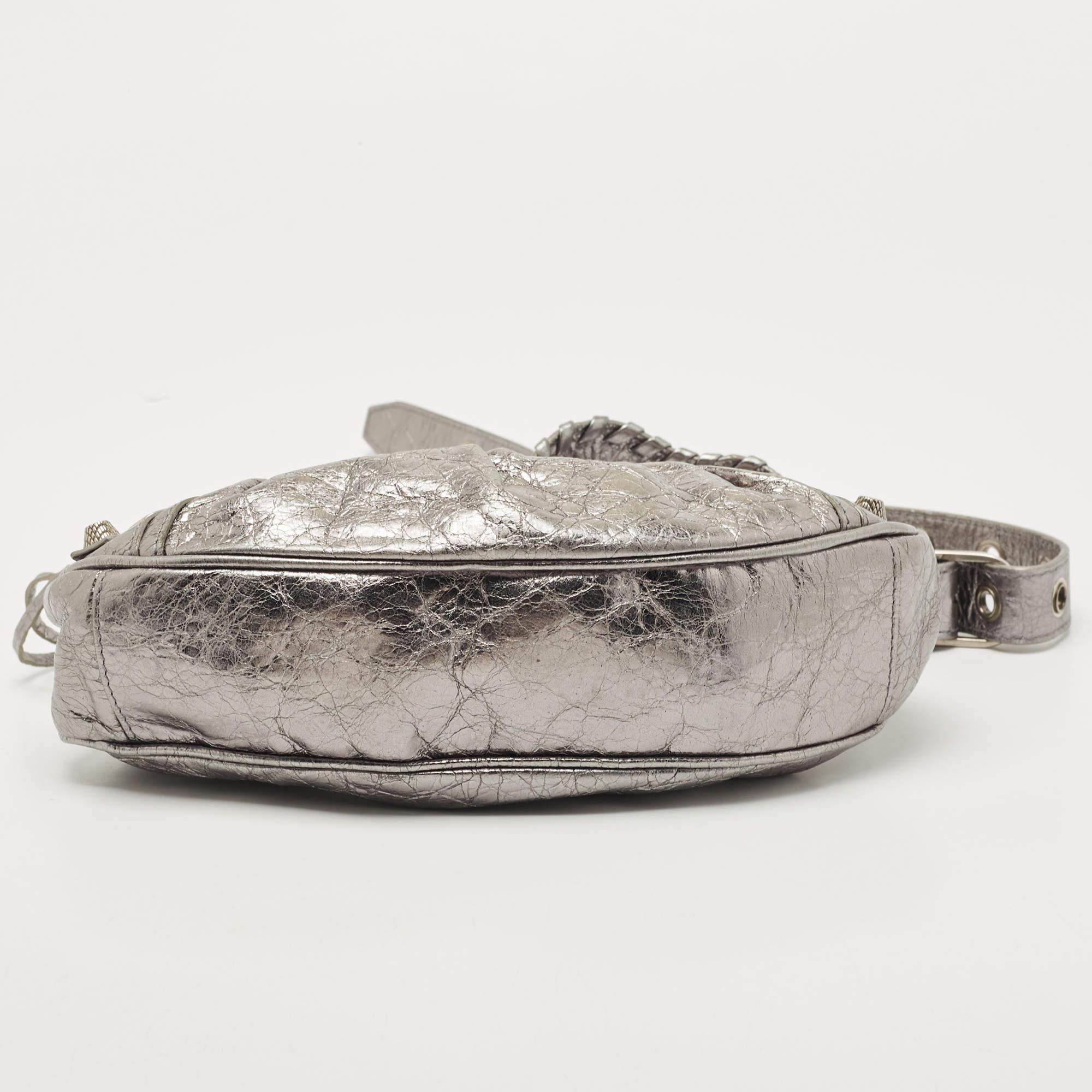 Balenciaga Silver Leather XS Le Cagole Shoulder Bag For Sale at 1stDibs