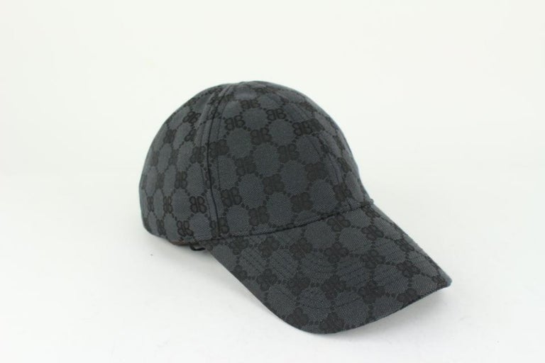 Balenciaga Size Large Black Monogram Hacker Cap Baseball Hat 1118b22 ...