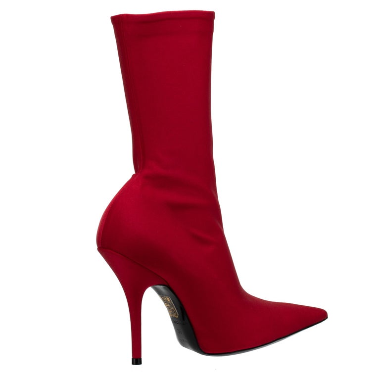 Balenciaga Stretch Knit Knife Boot Red 36 FR For Sale at 1stDibs