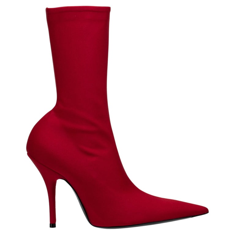 Balenciaga Stretch Knit Knife Boot Red 36 FR For Sale at 1stDibs