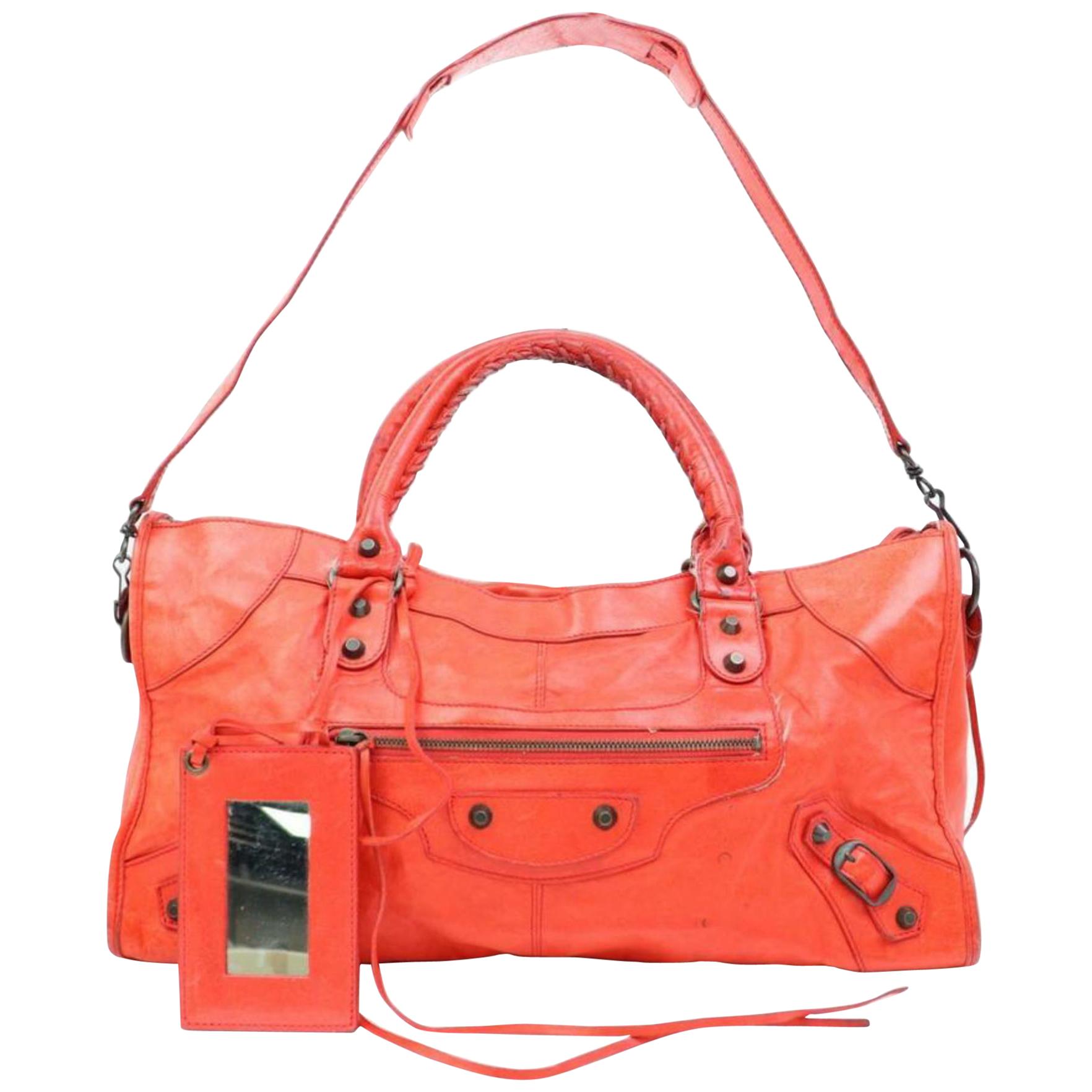 Balenciaga The City 2way 870134 Red Leather Shoulder Bag For Sale at ...