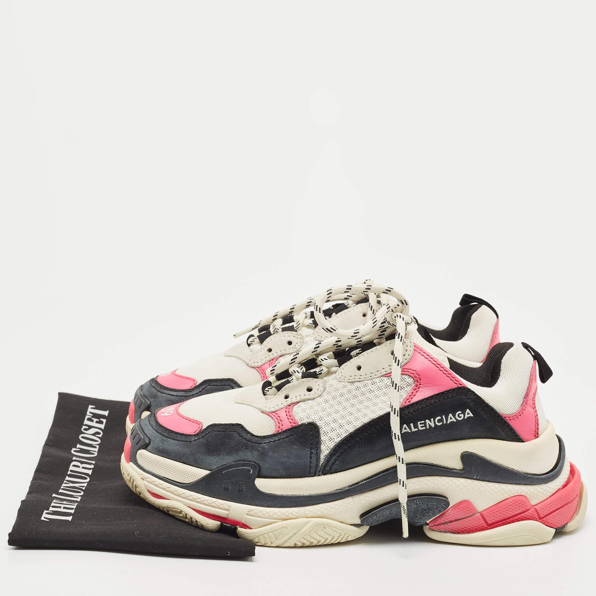 Balenciaga Tricolor Leather and Mesh Triple S Sneakers Size 39 For Sale ...
