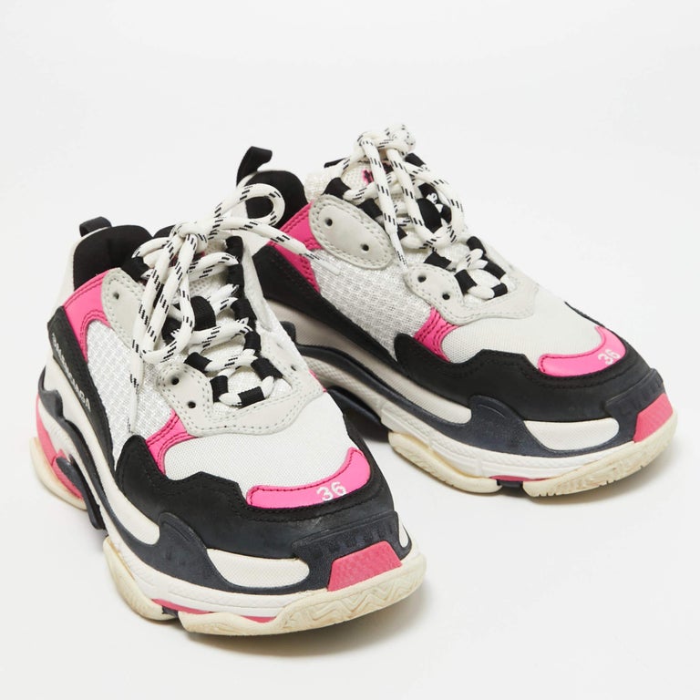 Balenciaga Tricolor Mesh and Leather Triple S Sneakers Size 36 For Sale ...
