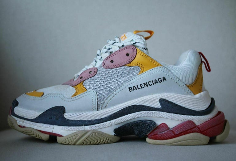 Balenciaga Triple S Logo Embroidered Leather Sneakers at 1stdibs