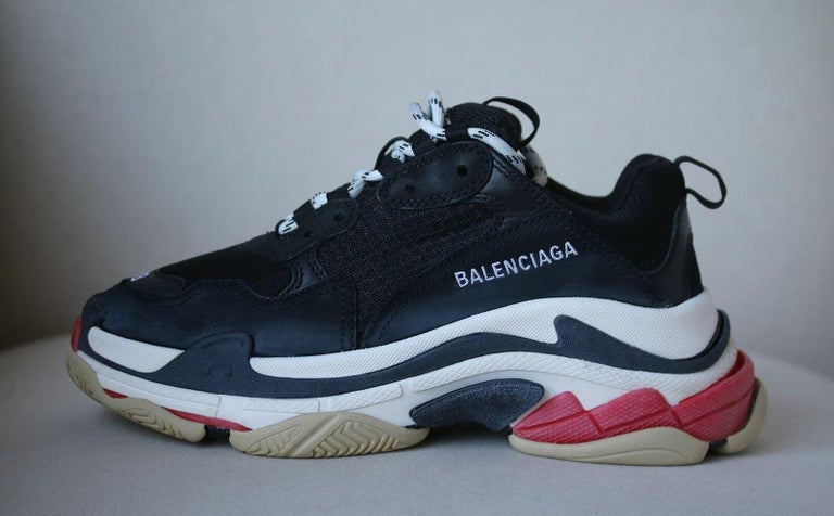 Balenciaga Triple S Logo Embroidered Leather Sneakers at 1stDibs