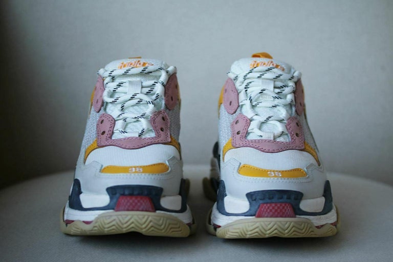 Balenciaga Triple S Logo Embroidered Leather Sneakers at 1stdibs