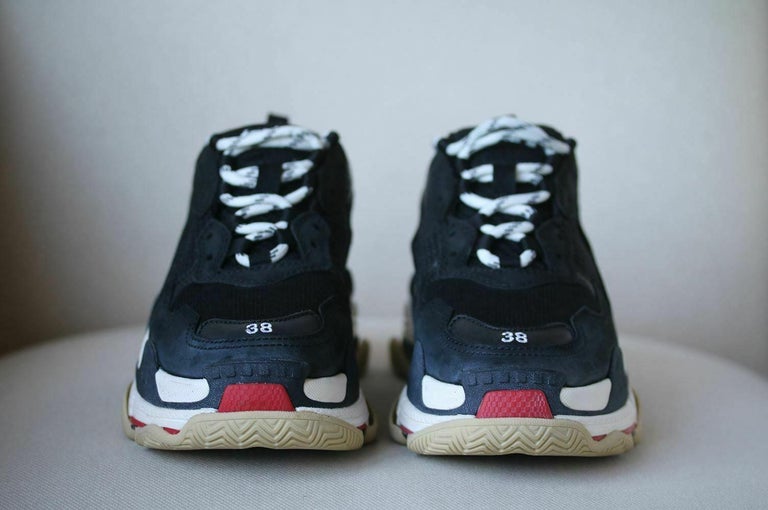 Balenciaga Triple S Logo Embroidered Leather Sneakers at 1stDibs