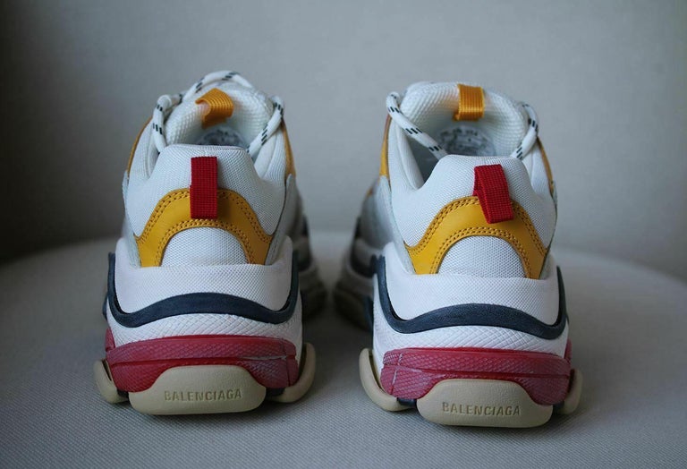 Balenciaga Triple S Logo Embroidered Leather Sneakers at 1stdibs