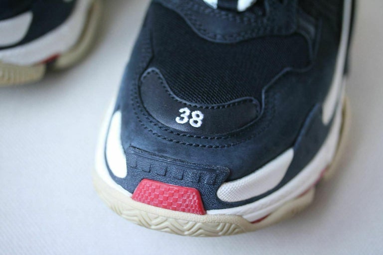 Balenciaga Triple S Logo Embroidered Leather Sneakers at 1stDibs
