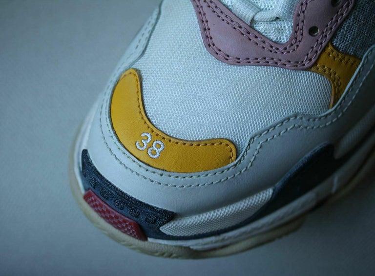 Balenciaga Triple S Logo Embroidered Leather Sneakers at 1stdibs
