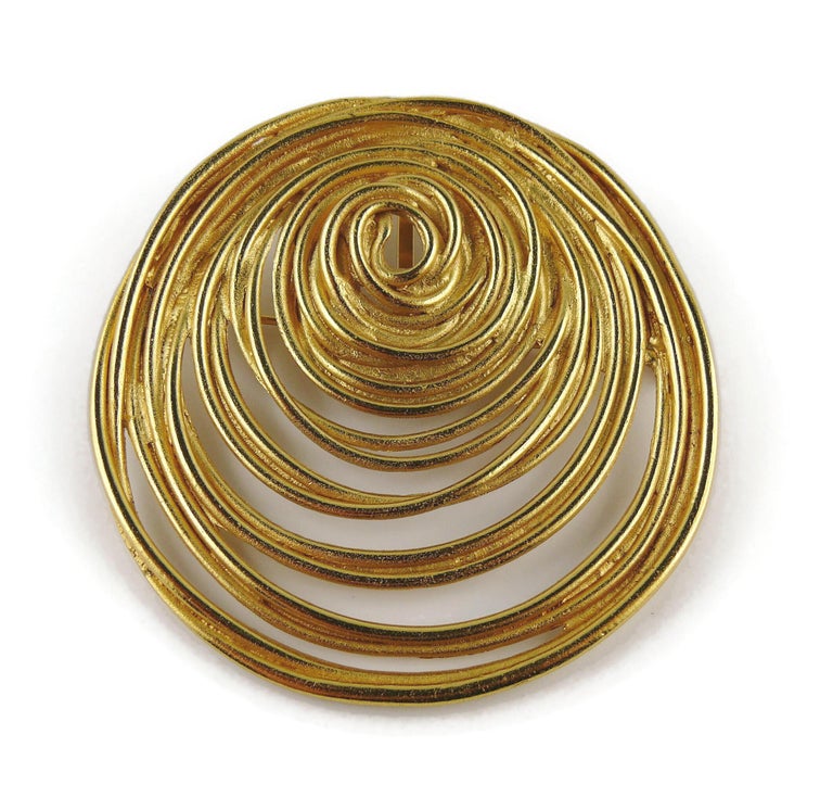 Balenciaga Vintage Massive Gold Toned Spiral Brooch Pendant For Sale at ...