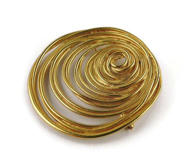 Balenciaga Vintage Massive Gold Toned Spiral Brooch Pendant For Sale at ...