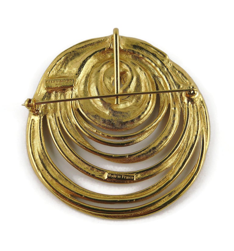 Balenciaga Vintage Massive Gold Toned Spiral Brooch Pendant For Sale at ...