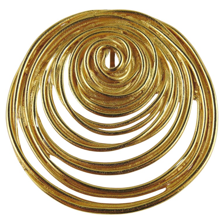 Balenciaga Vintage Massive Gold Toned Spiral Brooch Pendant For Sale at ...
