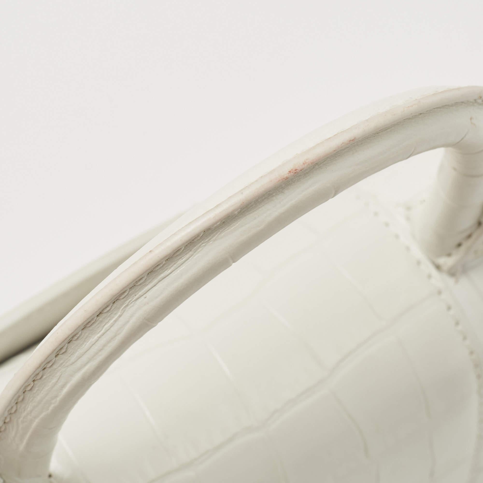 Balenciaga White Croc Embossed Leather XS Hourglass Top Handle Bag For ...