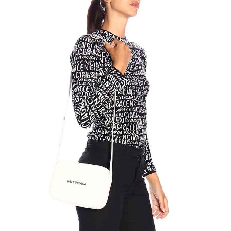 Balenciaga White Leather Everyday Camera Bag Small (552370) For Sale at ...
