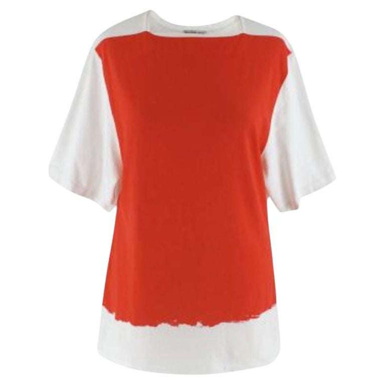 Balenciaga White and Red Painted T-shirt For Sale at 1stDibs