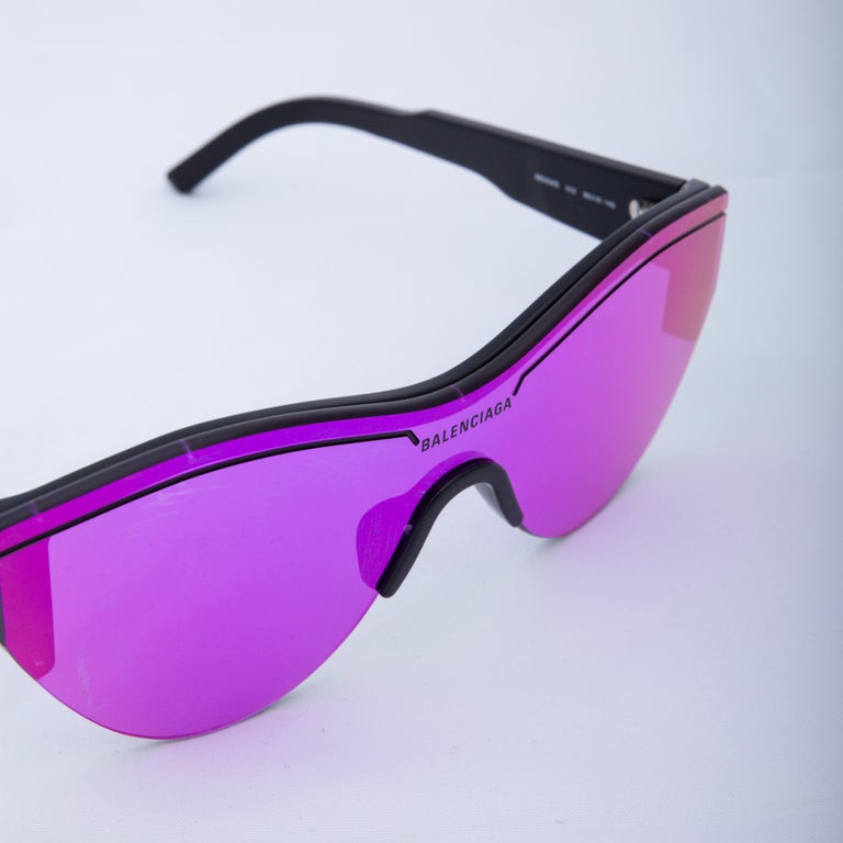 Balenciaga Wide Fit Purple Mirror Ski Goggle Sunglasses (BB 0004S 002 ...