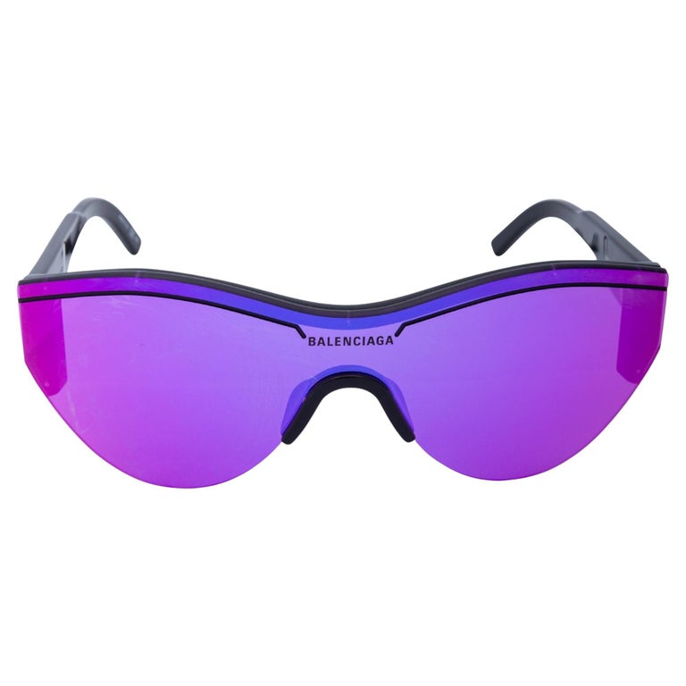 Balenciaga Wide Fit Purple Mirror Ski Goggle Sunglasses Bb 0004s 002 For Sale At 1stdibs