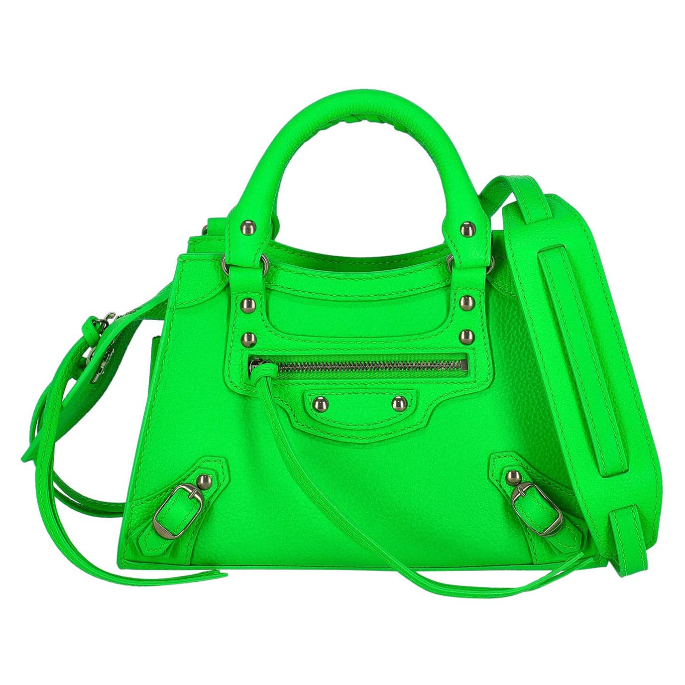 Balenciaga Women Handbags Green, Neon Leather For Sale at 1stDibs