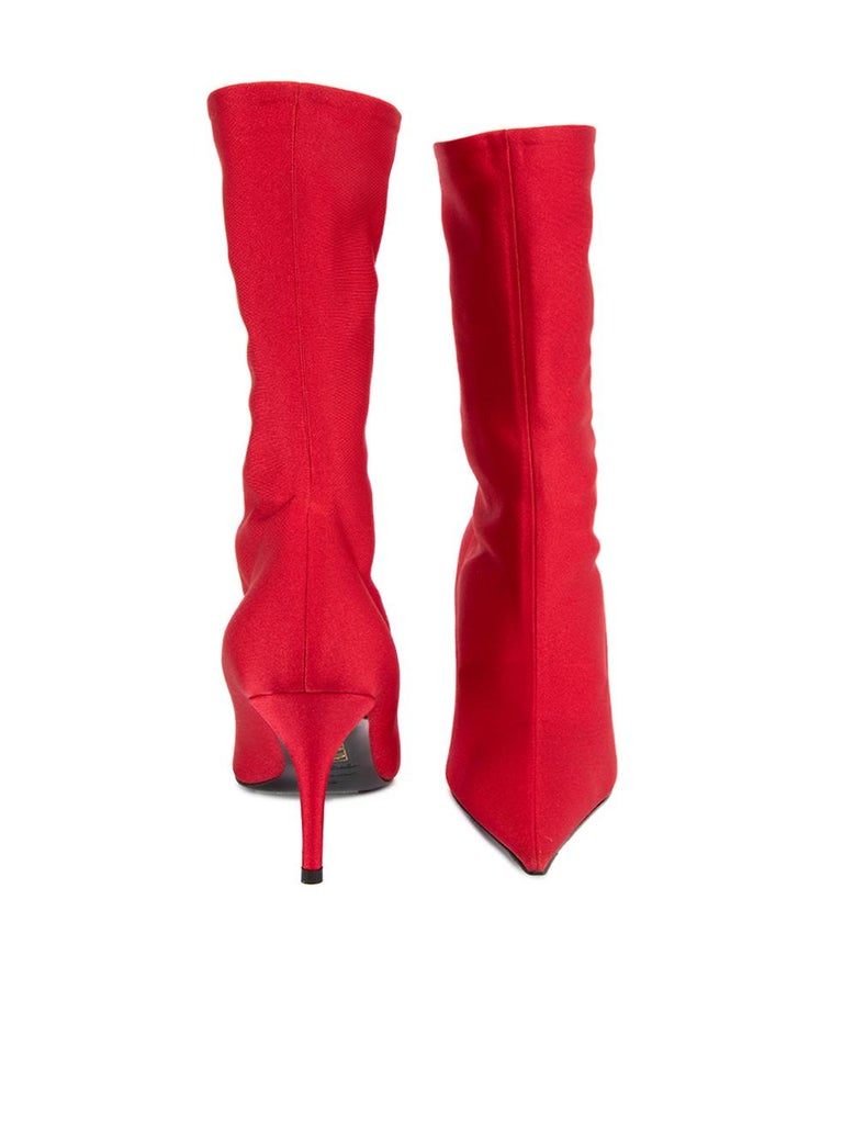 Balenciaga Women's Red Knife Pointed Toe Sock Boots For Sale at 1stDibs