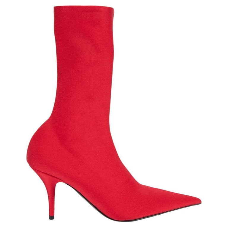 Balenciaga Women's Red Knife Pointed Toe Sock Boots For Sale at 1stDibs