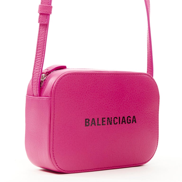 BALENCIAGA XS Everyday fuschia pink logo print crossbody camera bag For ...