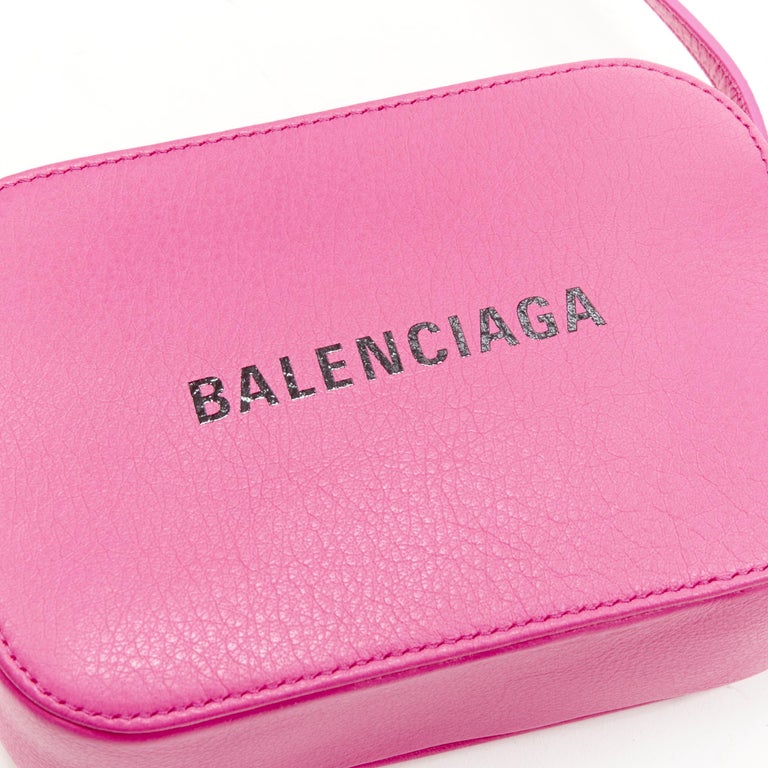 BALENCIAGA XS Everyday fuschia pink logo print crossbody camera bag For ...