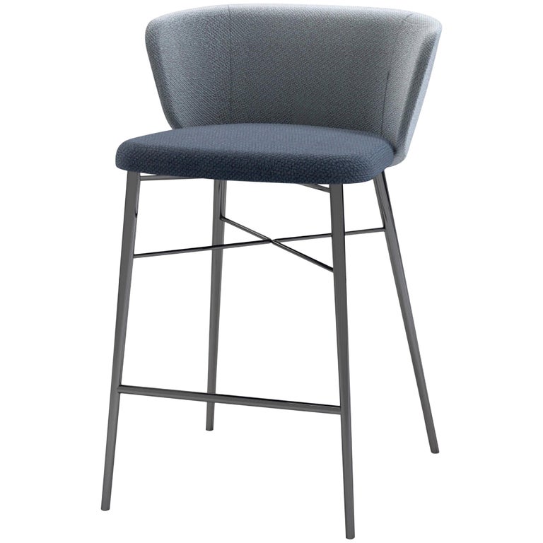 Baleri Italia Small Kin Kitchen Stool in Blue Fabric by Radice ...