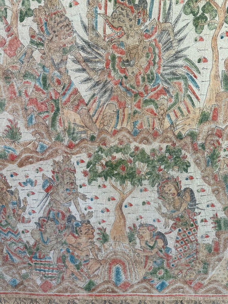 Bali Hindu Textile Framed 'Kamasan' Painting, Indonesia, circa 1900 For ...