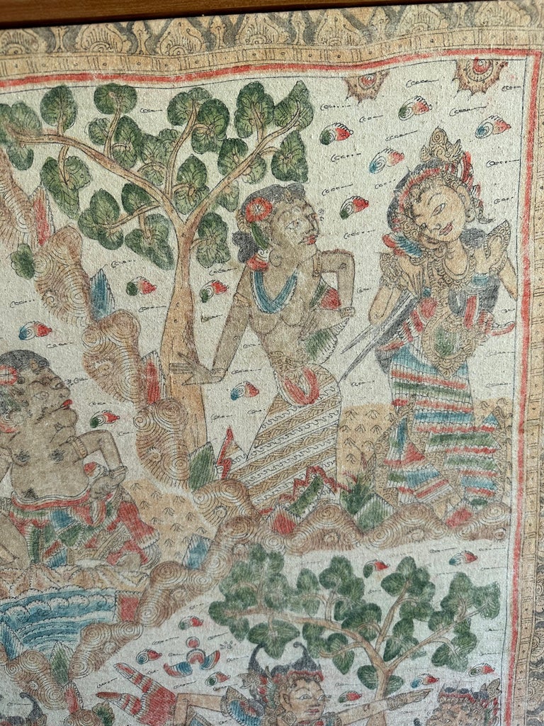 Bali Hindu Textile Framed 'Kamasan' Painting, Indonesia, circa 1900 For ...