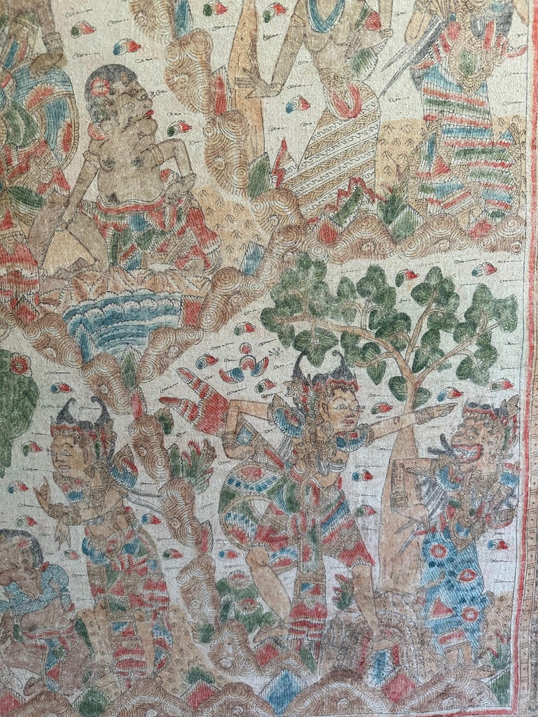 Bali Hindu Textile Framed 'Kamasan' Painting, Indonesia, circa 1900 For ...