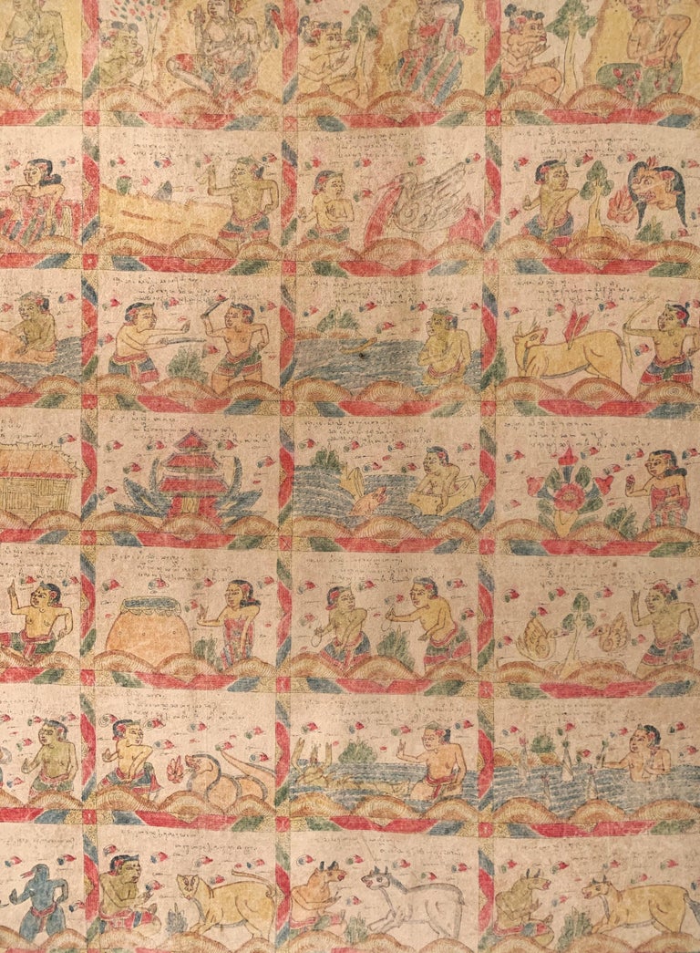 Bali Hindu Textile Framed 'Kamasan' Painting, Indonesia, Early 20th ...