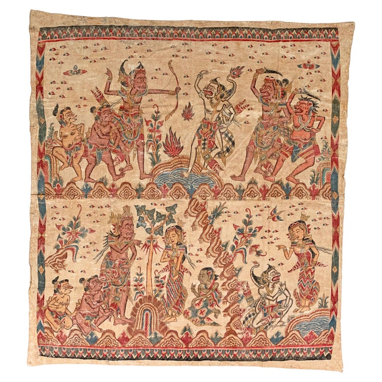 Bali Hindu Textile 'Kamasan' Painting, Indonesia, Early 20th Century ...