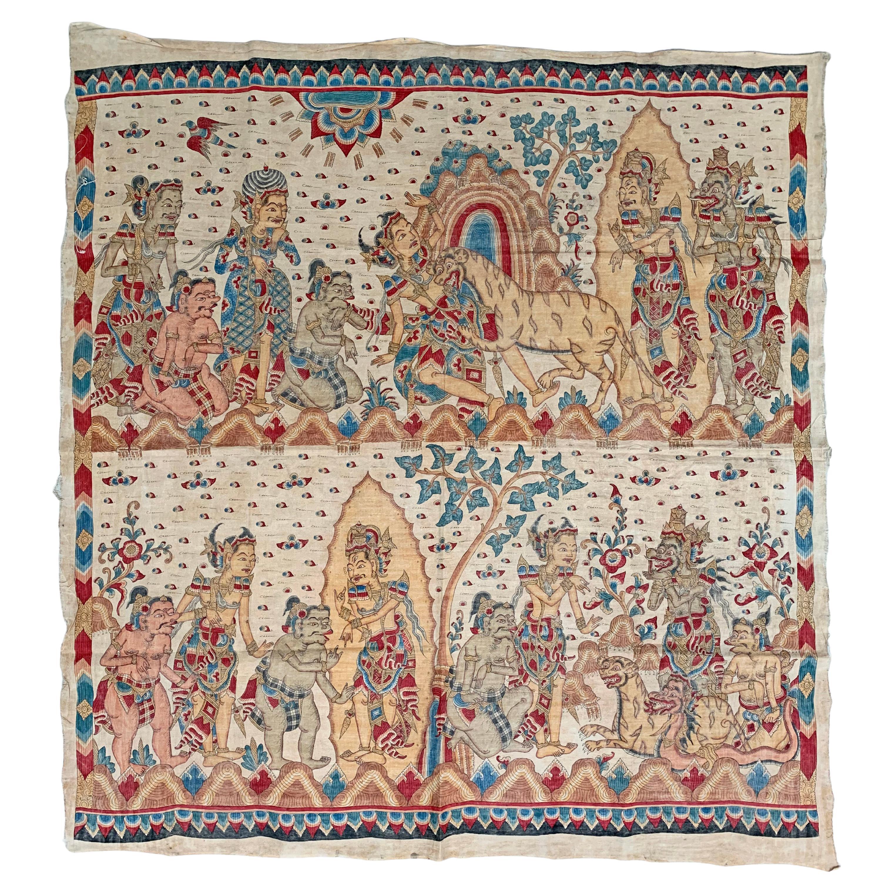 Bali Hindu Textile 'Kamasan' Painting, Indonesia, Early 20th Century ...