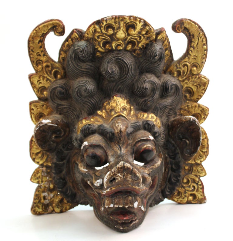 Balinese Barong Wood Dance Mask of Mythological Creature at 1stDibs
