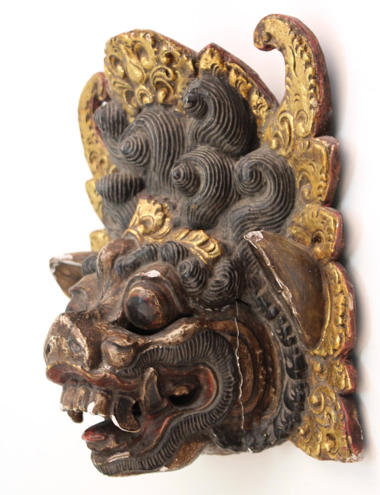 Balinese Barong Wood Dance Mask of Mythological Creature at 1stDibs