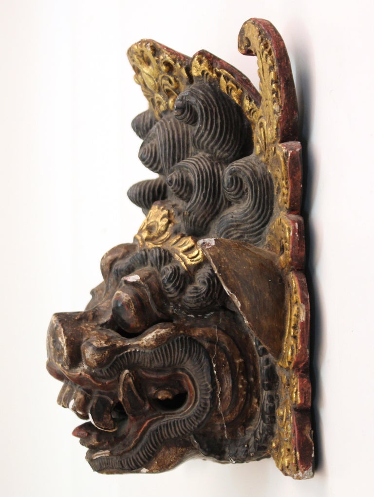 Balinese Barong Wood Dance Mask of Mythological Creature at 1stDibs