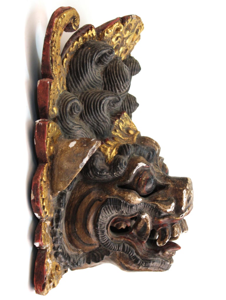 Balinese Barong Wood Dance Mask of Mythological Creature at 1stDibs