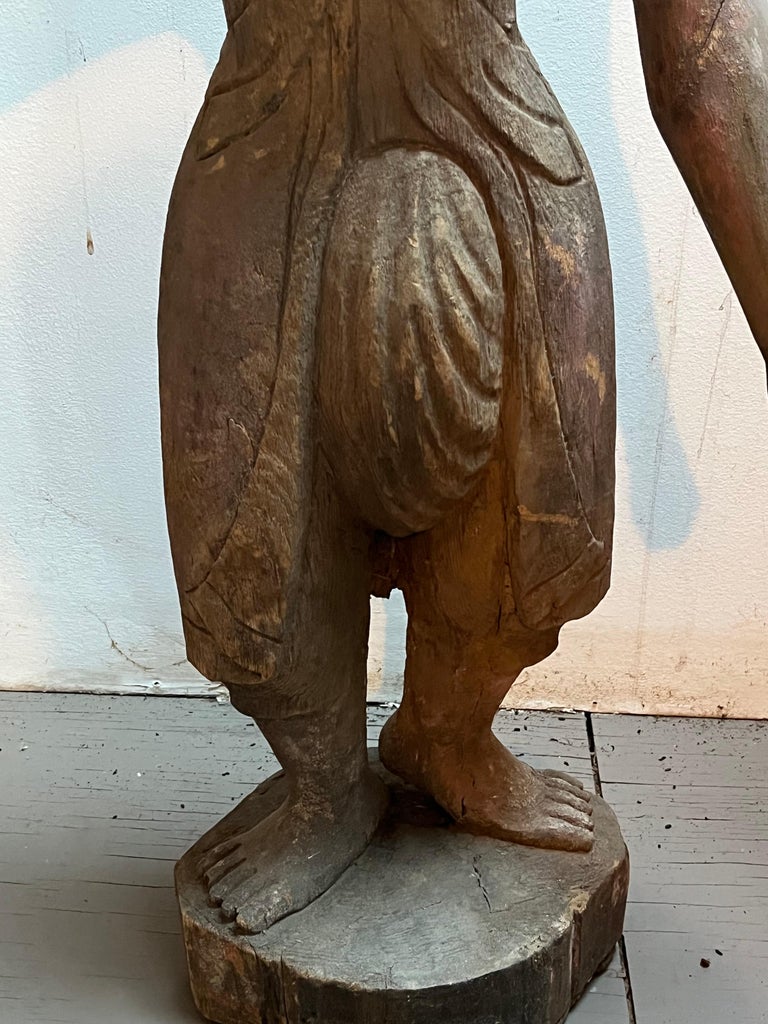 Balinese Carved Wood Statue of a Warrior For Sale at 1stDibs