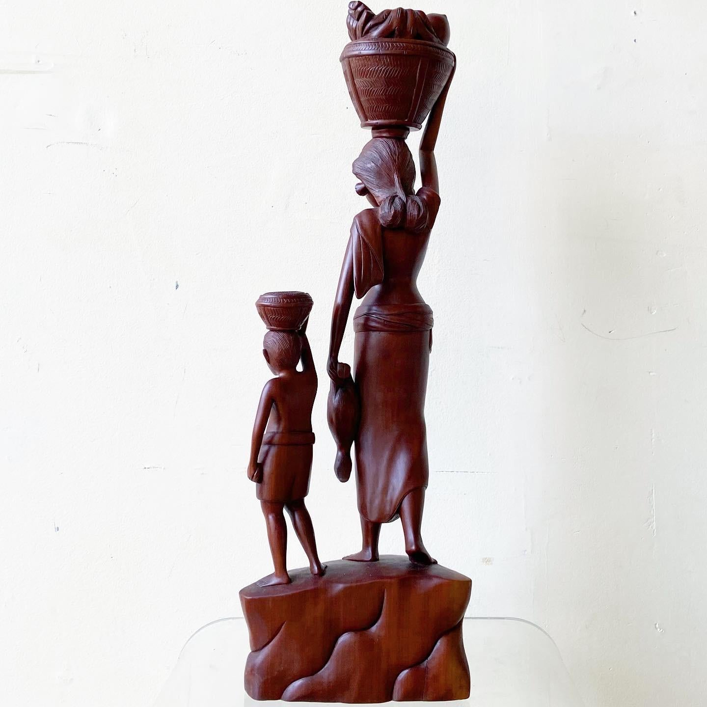 Balinese Hand Carved Wooden Sculpture For Sale at 1stDibs