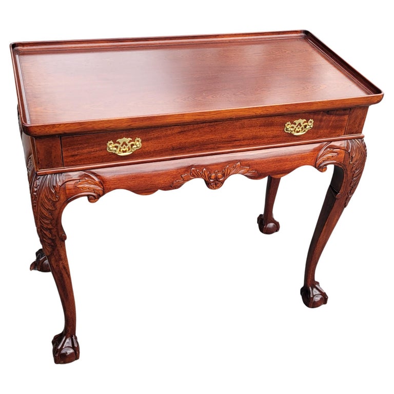 Ball and Claw Chippendale Mahogany Server Console with Gallery and Pull ...