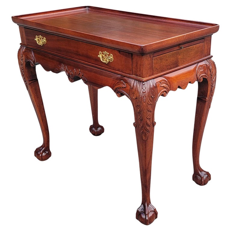 Ball and Claw Chippendale Mahogany Server Console with Gallery and Pull ...