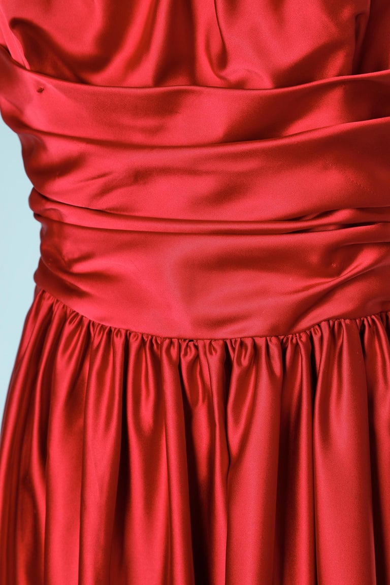 Ball gown in ruby satin Circa 1950 For Sale at 1stDibs