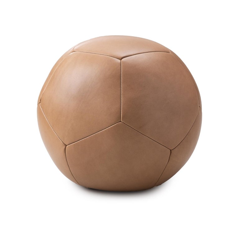 Ball Ottoman in Latte Leather by Moses Nadel For Sale at 1stDibs